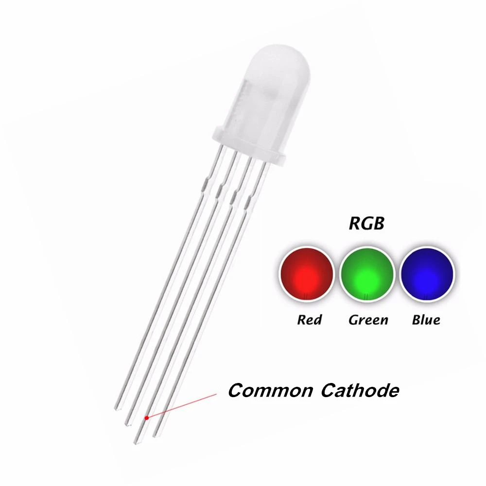 Lámpara LED de cátodo común, 1000 piezas, 5MM, RGB, Tricolor, rojo ...