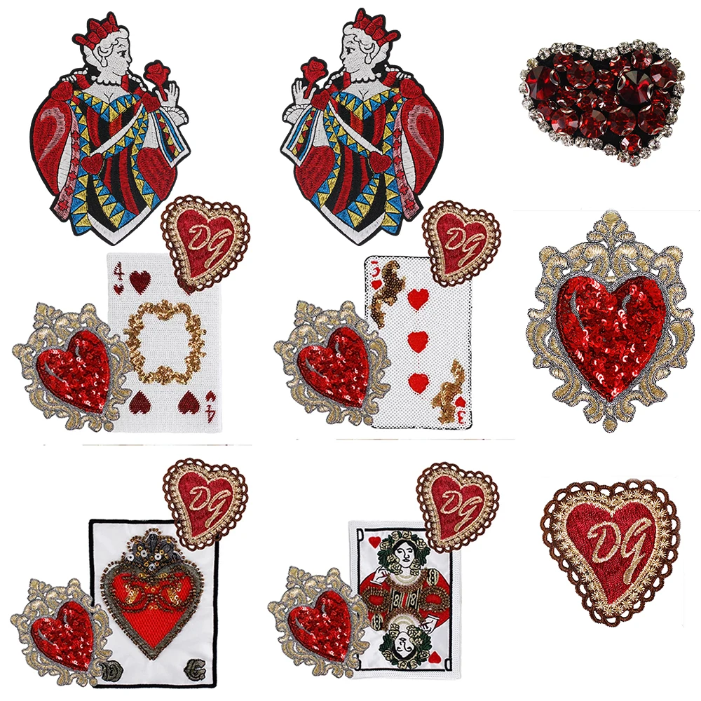 1set Sequin Poker Beaded Playing Cards Applique Vintage Embroidery ...