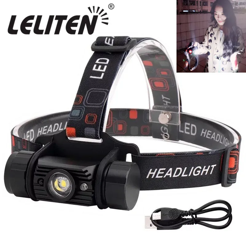 Mini IR Sensor led Headlight Induction USB Rechargeable Lantern ...