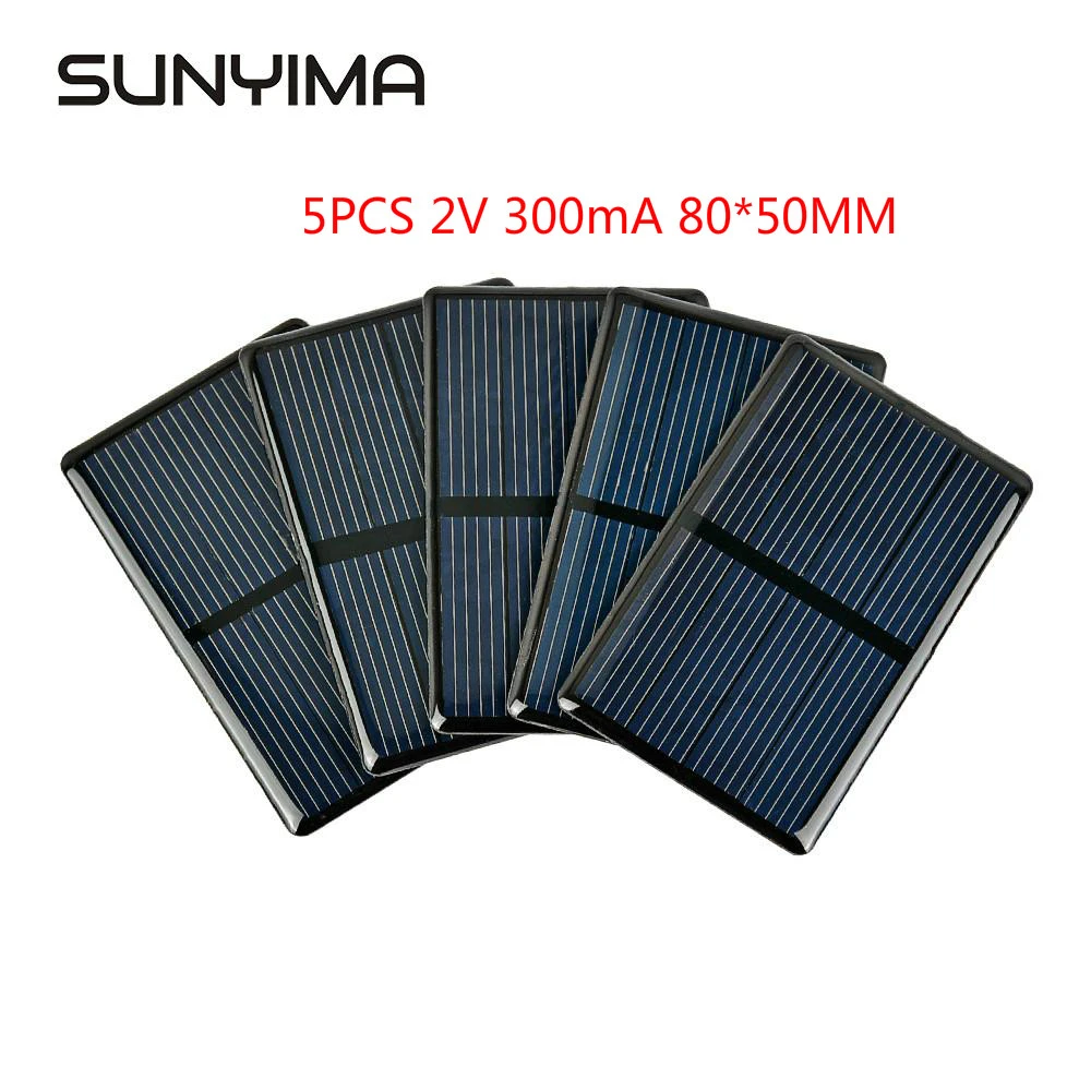 Sunyima 5pcs 2v 300ma Polycrystalline Solar Panels 80*50mm Sunpower ...