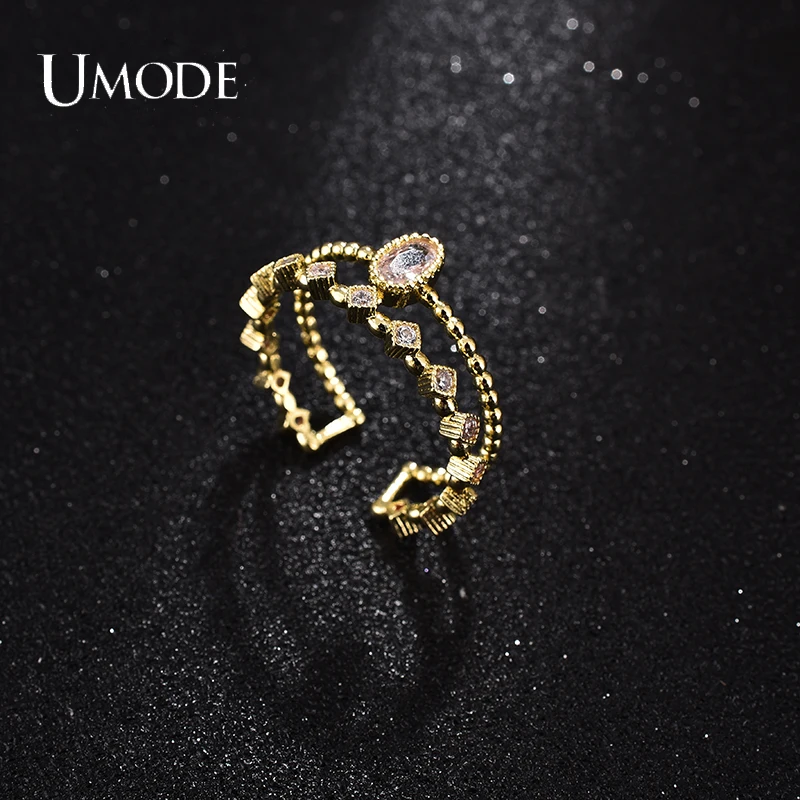 Ring Women Gold Adjustable Cz | Umode Engagement Rings | Adjust Gold ...