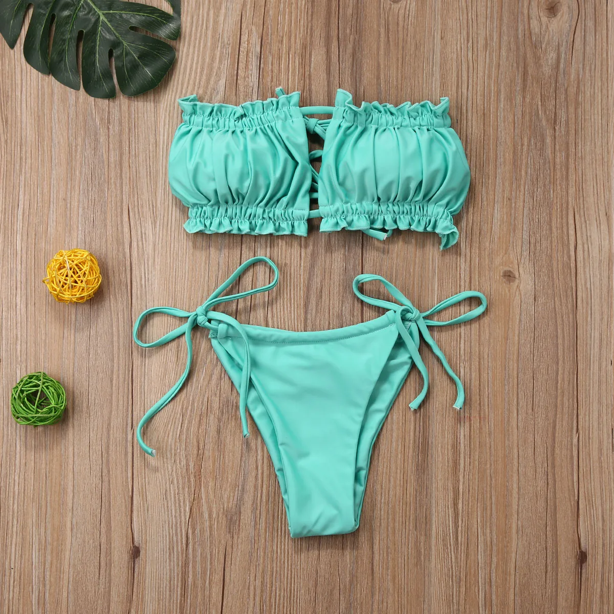 Bikini-plisado-sin-tirantes-para-mujer-ba-ador-Sexy-conjunto-de-Mini ...