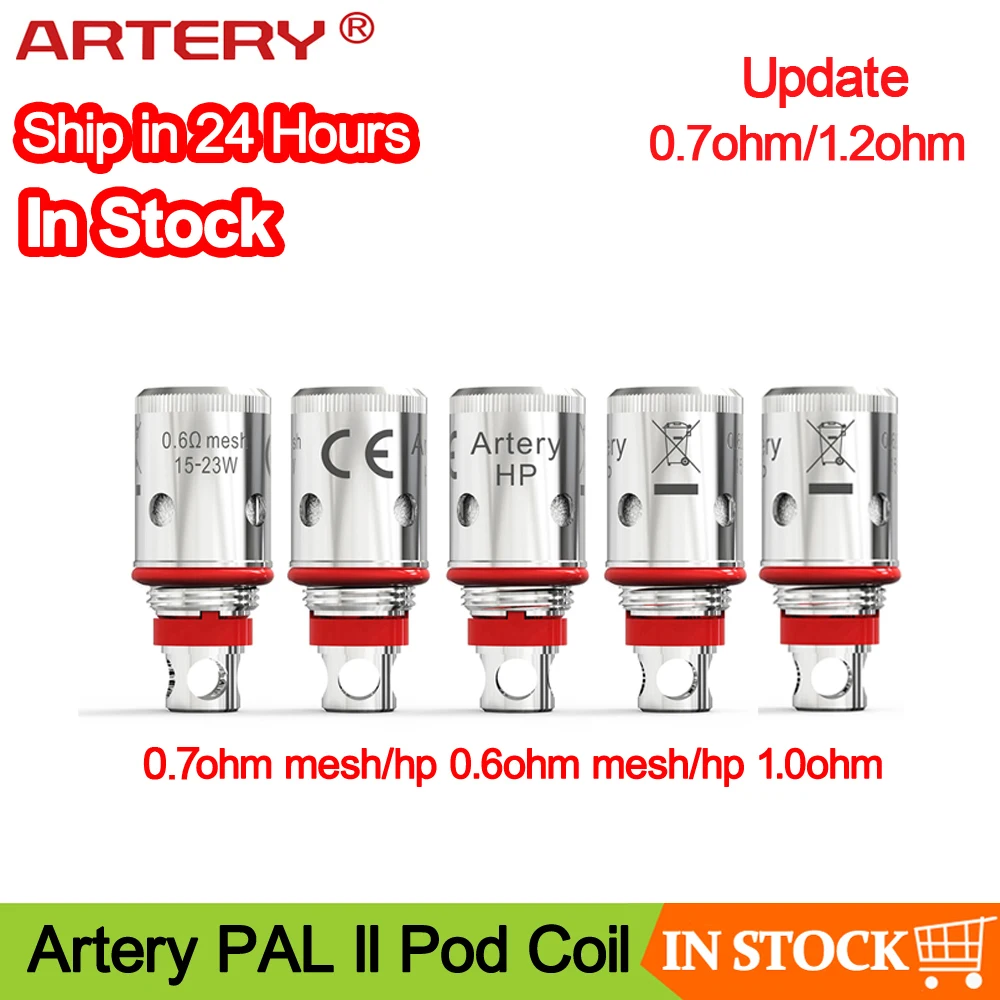 5pcs-10pcs-Artery-PAL-II-Coil-0-7ohm-Mesh-Coil-1-0ohm-Regular-Coil ...