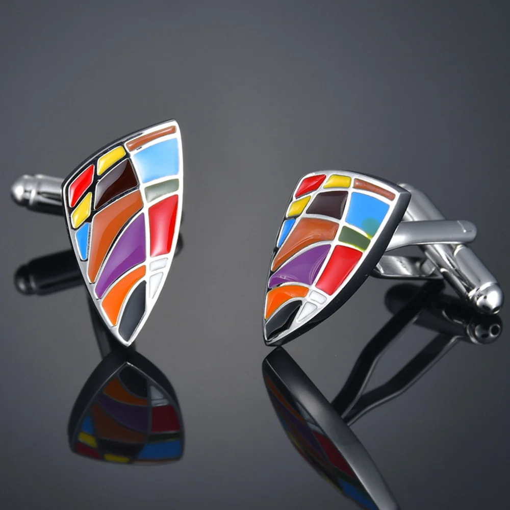 Colorful Triangle Shape Cuff Links Button High Quality Men's Classic ...