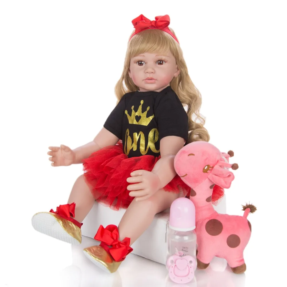 New gold Curls Princess Reborn Baby Dolls Lifelike 60 CM Toddler Bebe ...