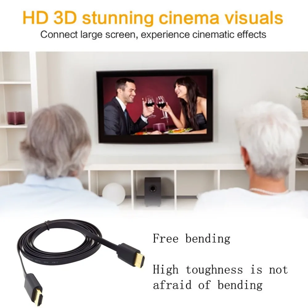 Высококачественный тонкий hdmi плоский кабель позолоченный штекер Male ...