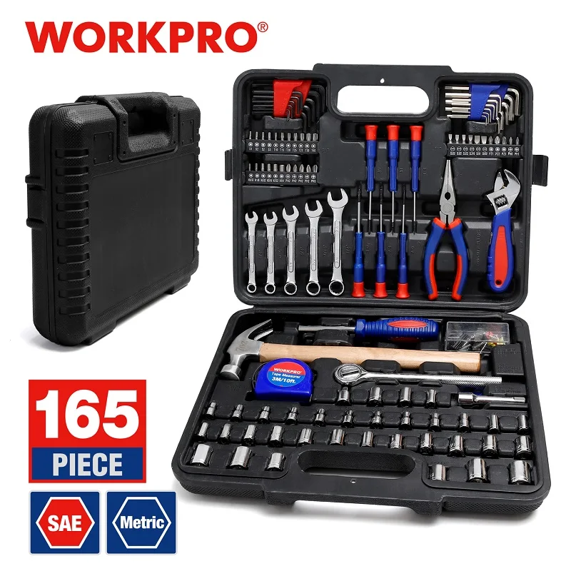WORKPRO Metal Tool Box Set home Tool Set Repair Workshop Tools Kits ...