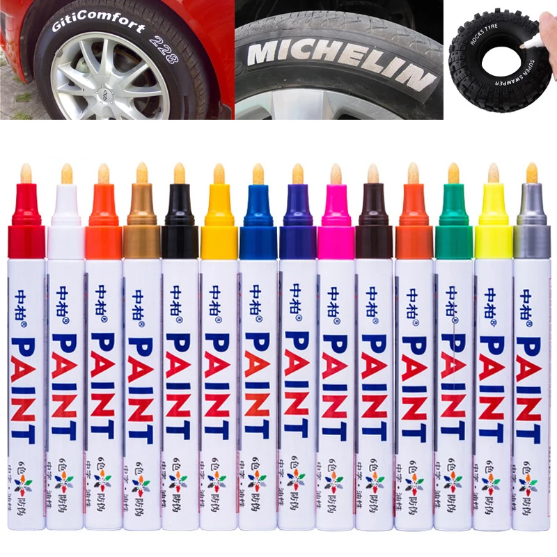 24 pcs 12 color Waterproof pen Car Tyre Tire Tread CD Metal Permanent ...