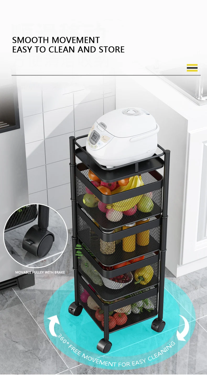 Installation-free Kitchen Rotating Rack Floor Multi-layer Multi ...