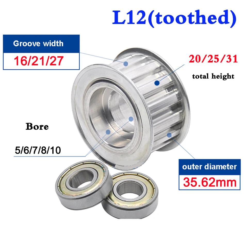 1Pcs L 12 Tooth Type guide wheel Idler Timing Pulley Double Side ...