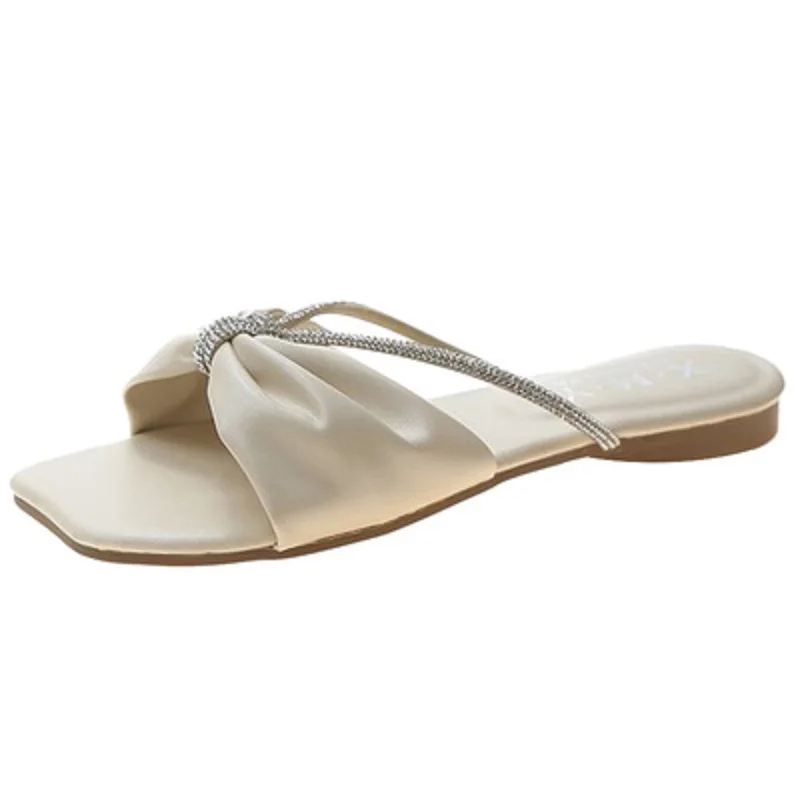 Sandalias y zapatillas de verano para mujer, chanclas cómodas con lazo ...