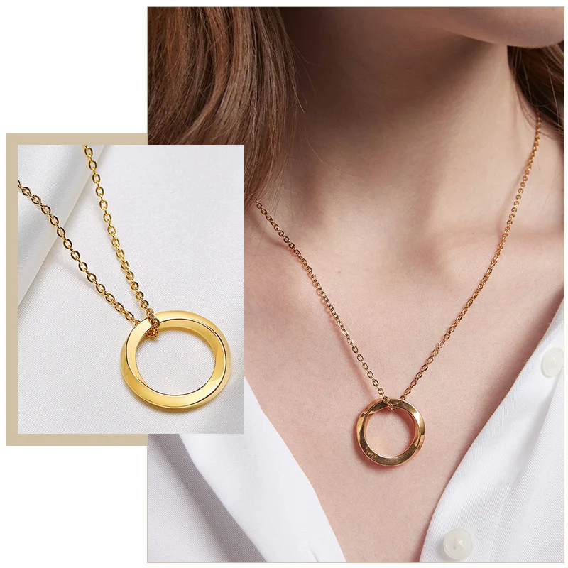 Minimalistischen Mobius Anhänger Halsketten für Frauen, Gold Farbe Verdreht Edelstahl Zarte ...