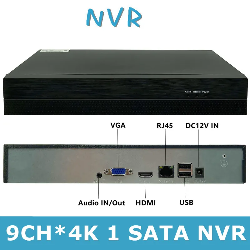 9CH * 4K H.265/H.264 네트워크 디지털 레코더 DVR NVR IP 카메라, 1 SATA Max 12T ONVIF ...