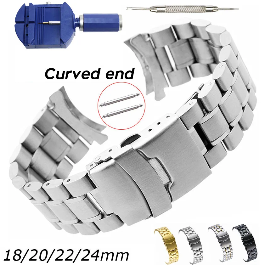 Curved End Watch Band 18mm 20mm 22mm 24mm Replacement Watch Strap ...