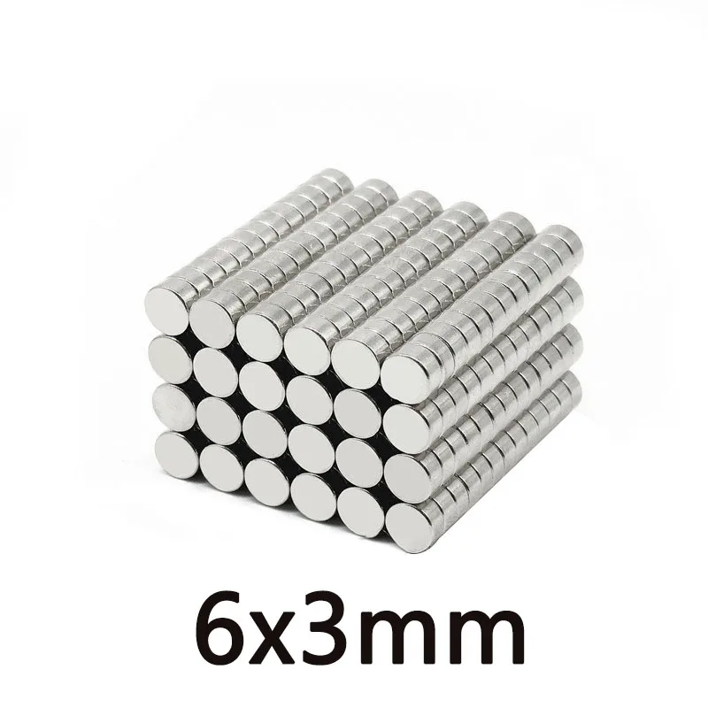 100/200/300PCS 6x3 mm Disc Bulk Sheet Neodymium Magnet 6mmx3mm Small ...