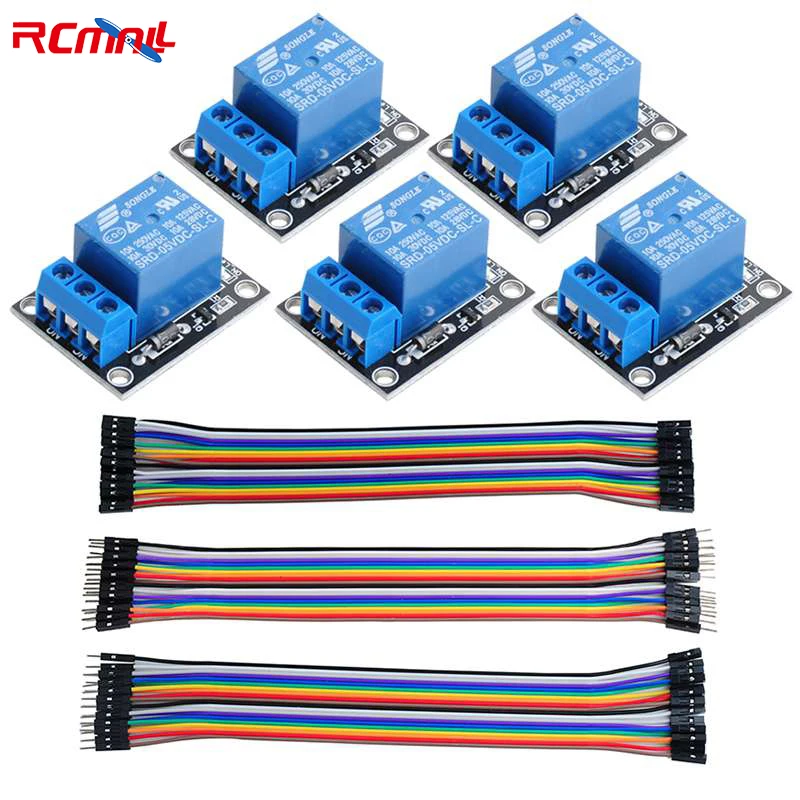 RCmall 5Pcs 1 채널 5V 릴레이 모듈 SRD 05VDC SL C Arduino 용 60pin Dupont Wire ...