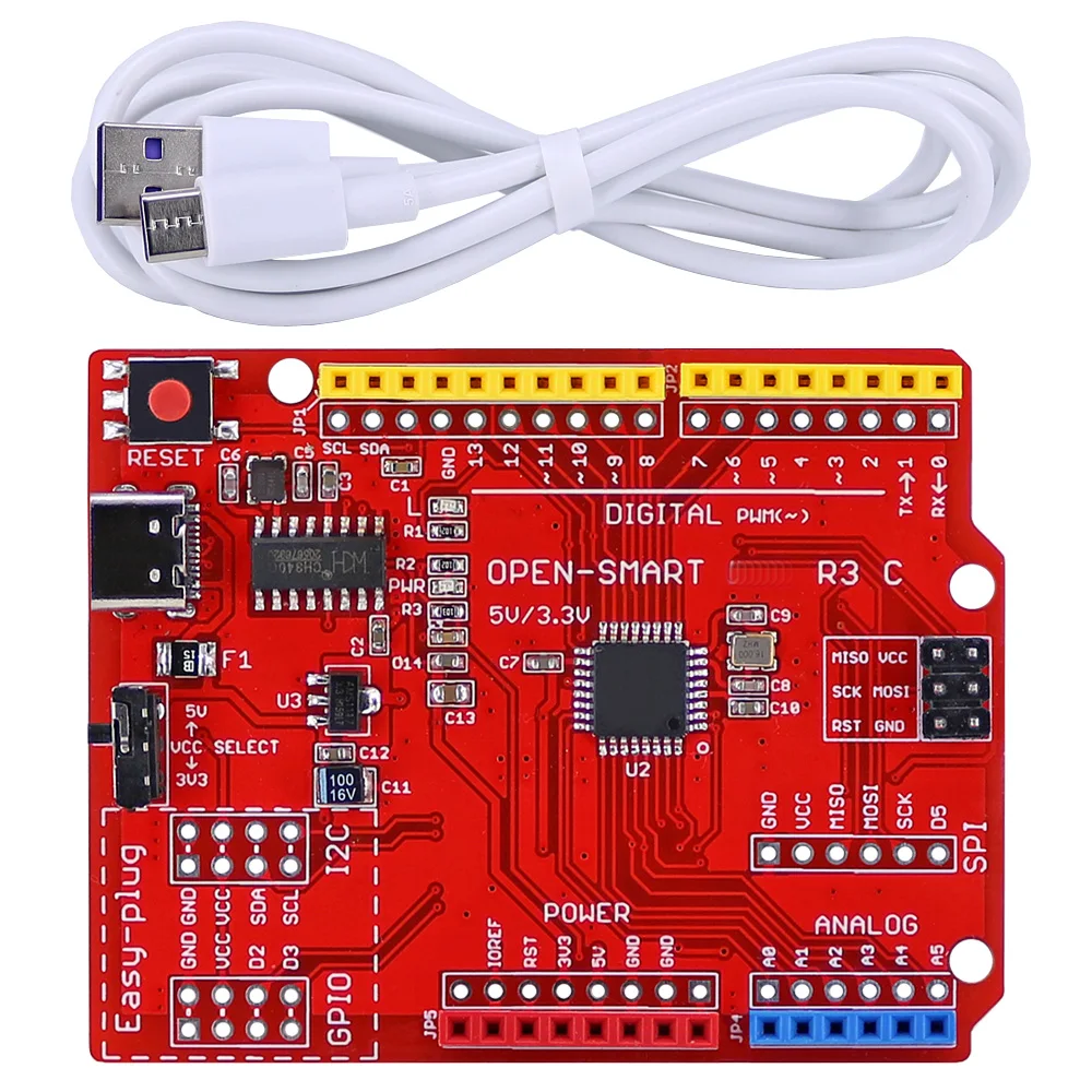 OPEN SMART C타입 USB 케이블이 있는 DIY 보드, 아두이노와 호환, 5V, 3.3V, ATMEGA328PB ...