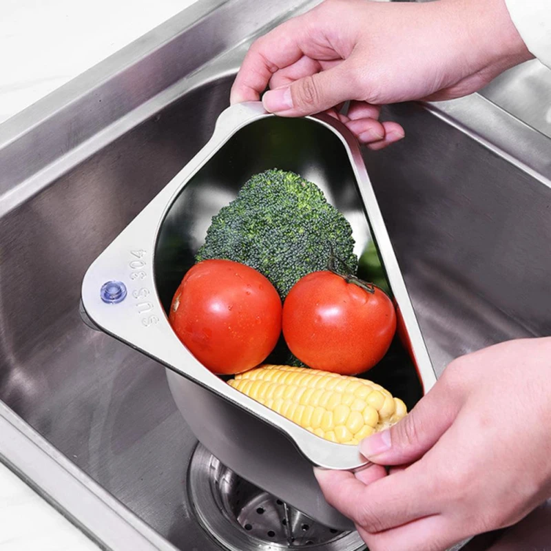 Kitchen Stainless Steel Triangular Sink Strainer Drain Fruit Vegetable ...