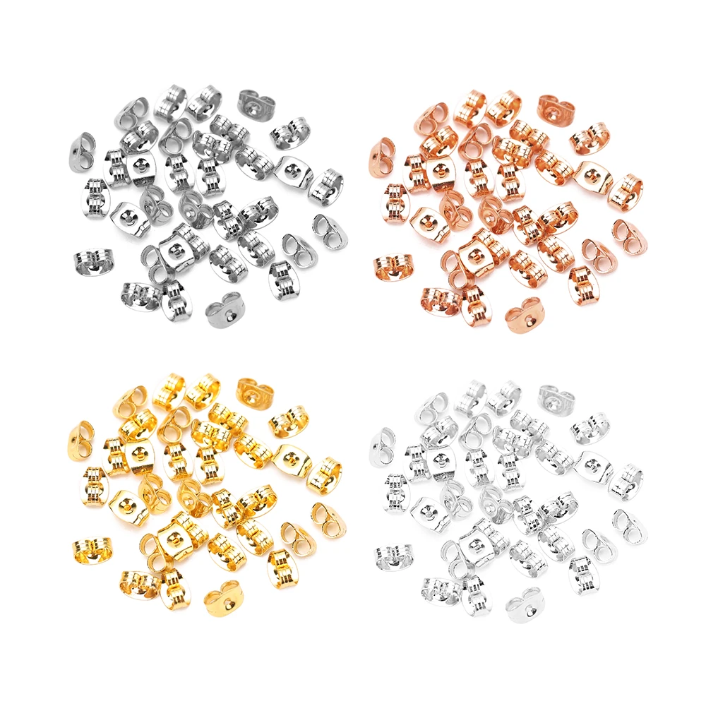 200pcs Surgical Stainless Steel Earnut Butterfly Earring Backs Silver ...