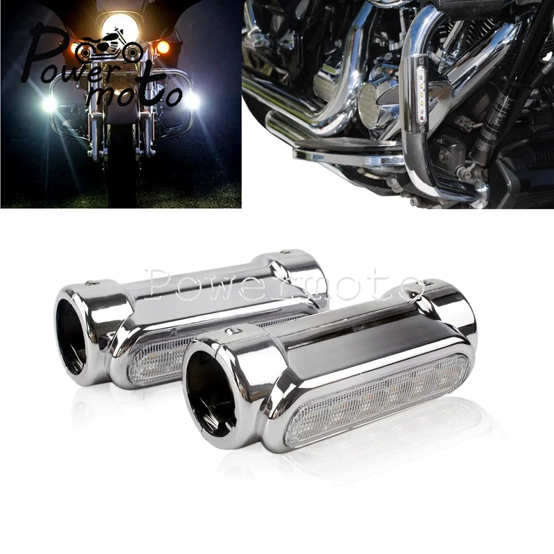Chrome-Highway-32mm-Engine-Guard-Dual-Turn-Signal-Light-1-1-4-Crash ...