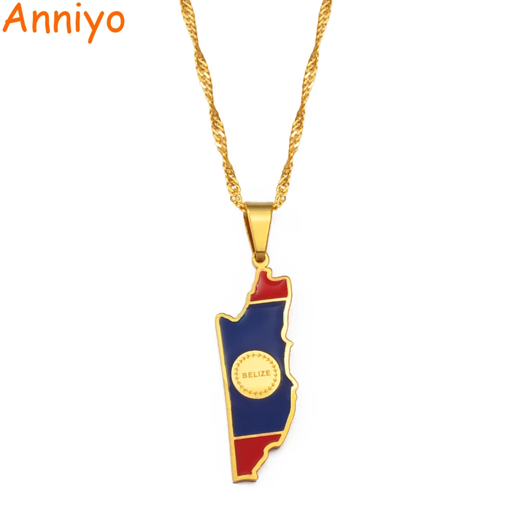 Anniyoc Belize Map Flag Pendant Necklaces Women Girls Charm Belize's ...