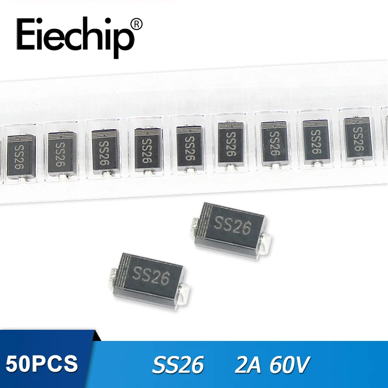 50PCS SS26 SR260 SMA Schottky 다이오드 2A 60V|Diodes| - AliExpress