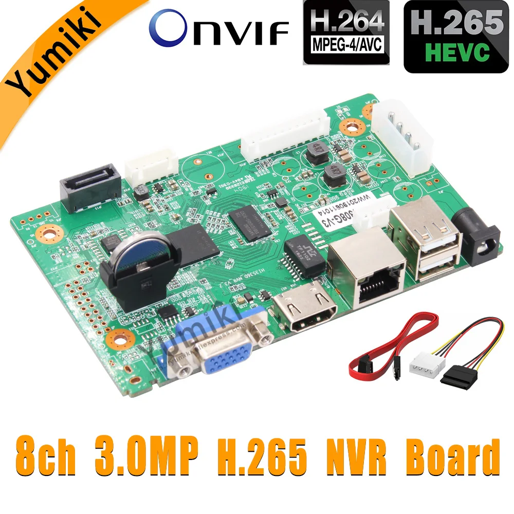8CH*3.0MP H.265/H.264 NVR Network Vidoe Recorder DVR Board for IP ...