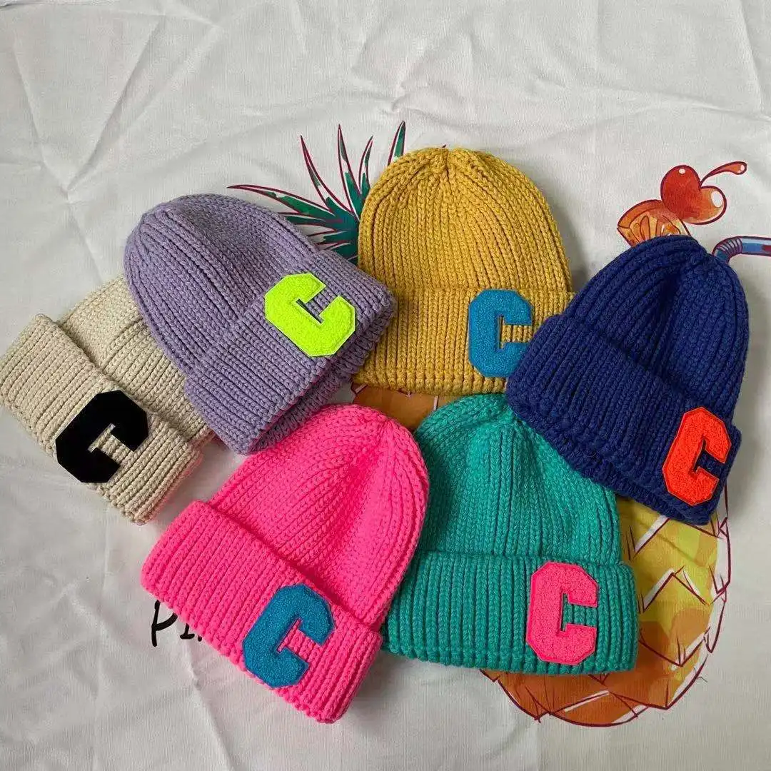 New letter solid color hat woolen hats for men and women in autumn and ...