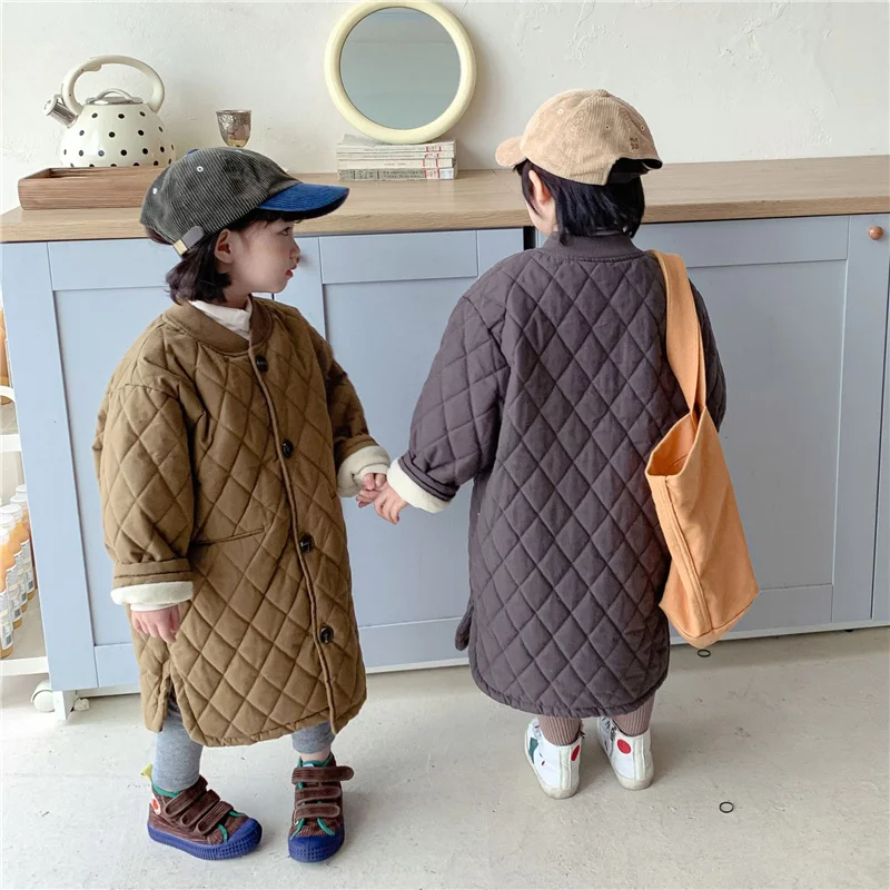 Children-solid-color-mid-length-quilted-jackets-winter-boys-and-girls ...