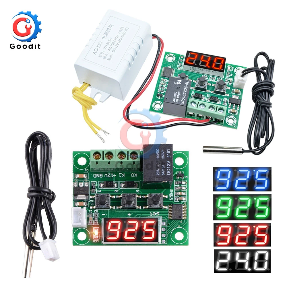 W1209wk W1209 Dc 12v Ac 110v 220v Digital Thermostat Temperature Controller Regulator ...