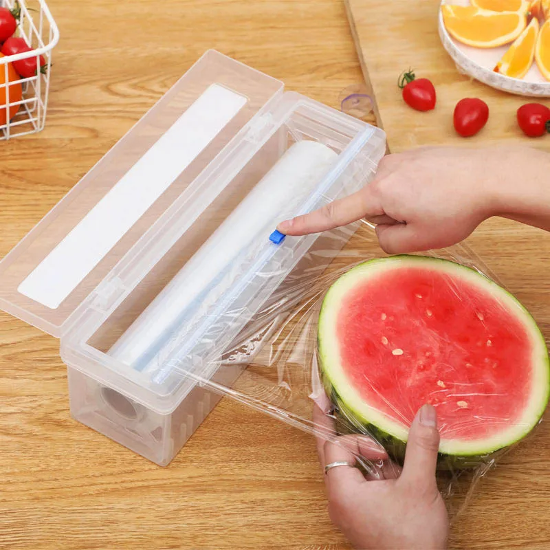Plastic Cling Food Wrap Cutter Adjustable Wrap Food Film Dispenser For ...