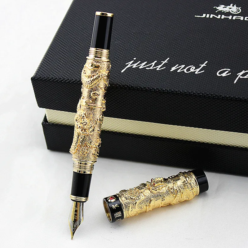 High Quality Jinhao Metal Dragon Fountain Pen Luxury 0.5MM F Nib Ink ...