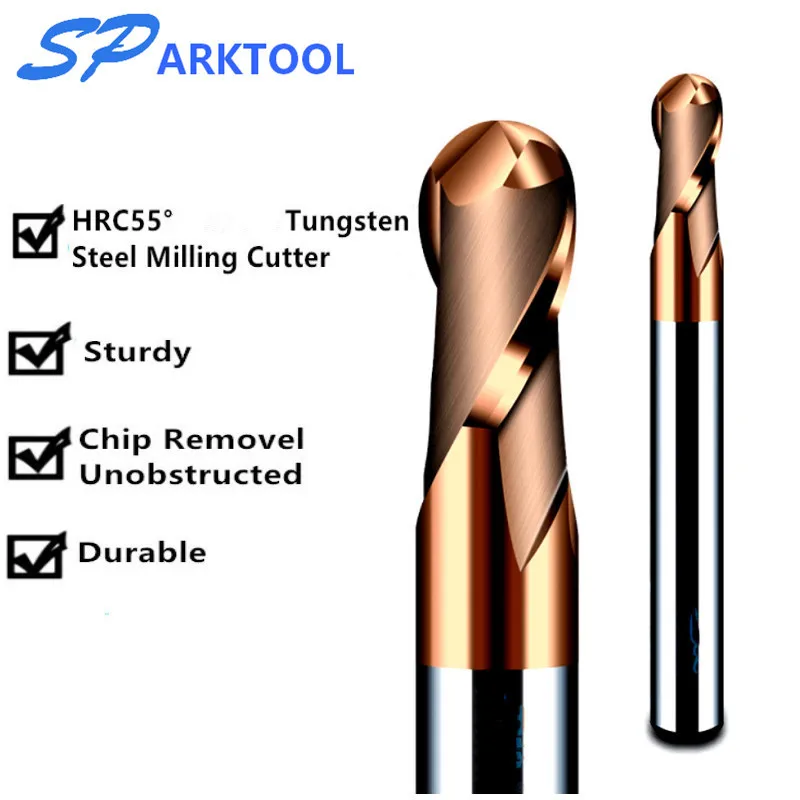 Ball Nose Milling Cutter, Carbide End Mill, Alloy Coating, Tungsten ...