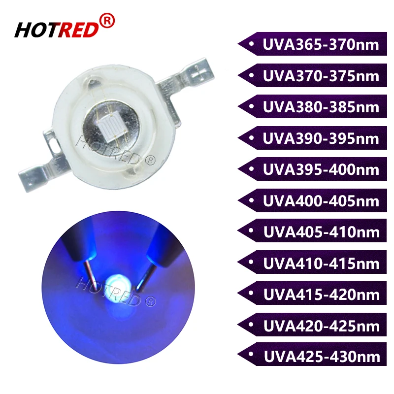 10pcs-100pcs 3W UV ad alta potenza LED perline di luce viola viola LED ...