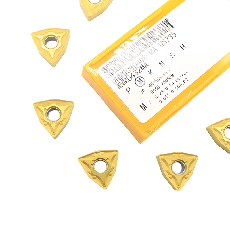 WNMG080408 MA US735 внешние токарные инструменты, твердосплавные вставки WNMG 080408, режущий ...