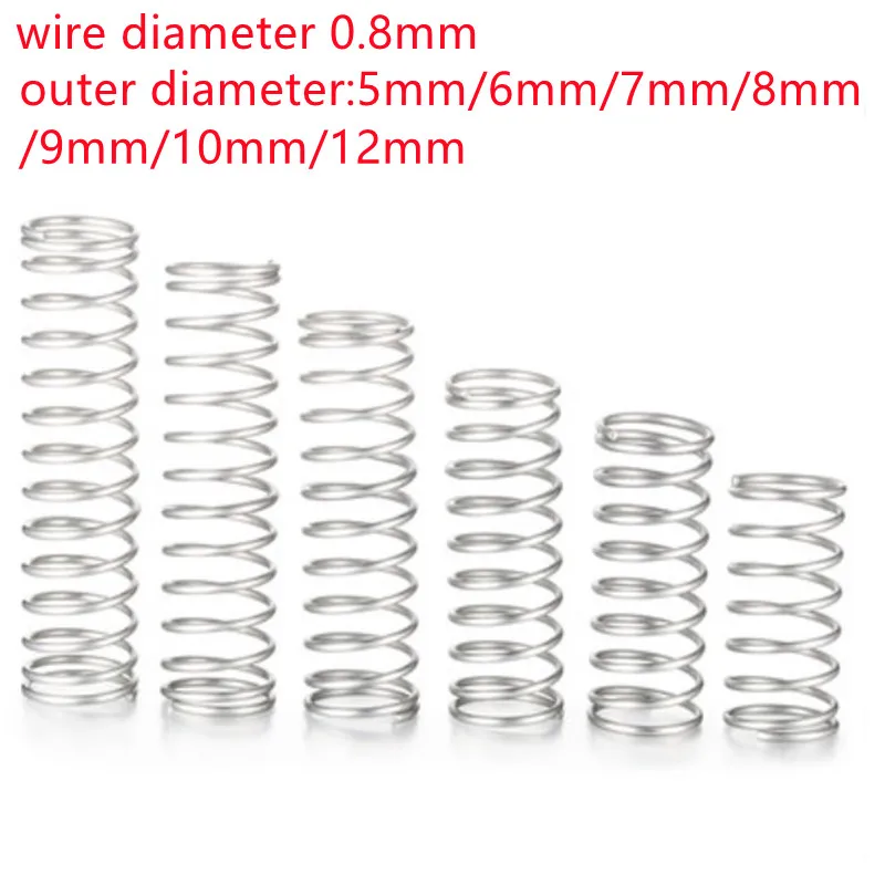 20pcs/lot 0.8mm Stainless Steel Micro Small Compression spring OD 5mm ...