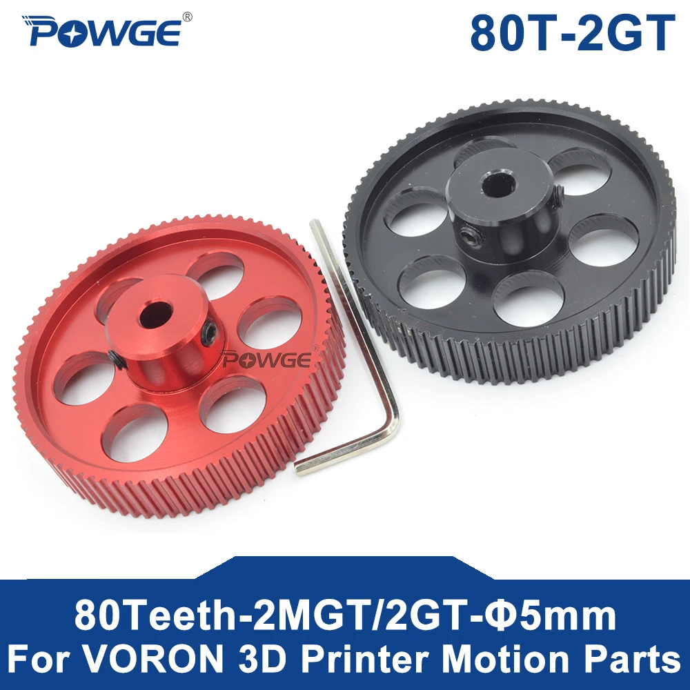 POWGE VORON V2.4 80 Teeth 2MGT 2GT Timing Pulley Bore 5mm for GT2 Synchronous belt width 9/10mm ...