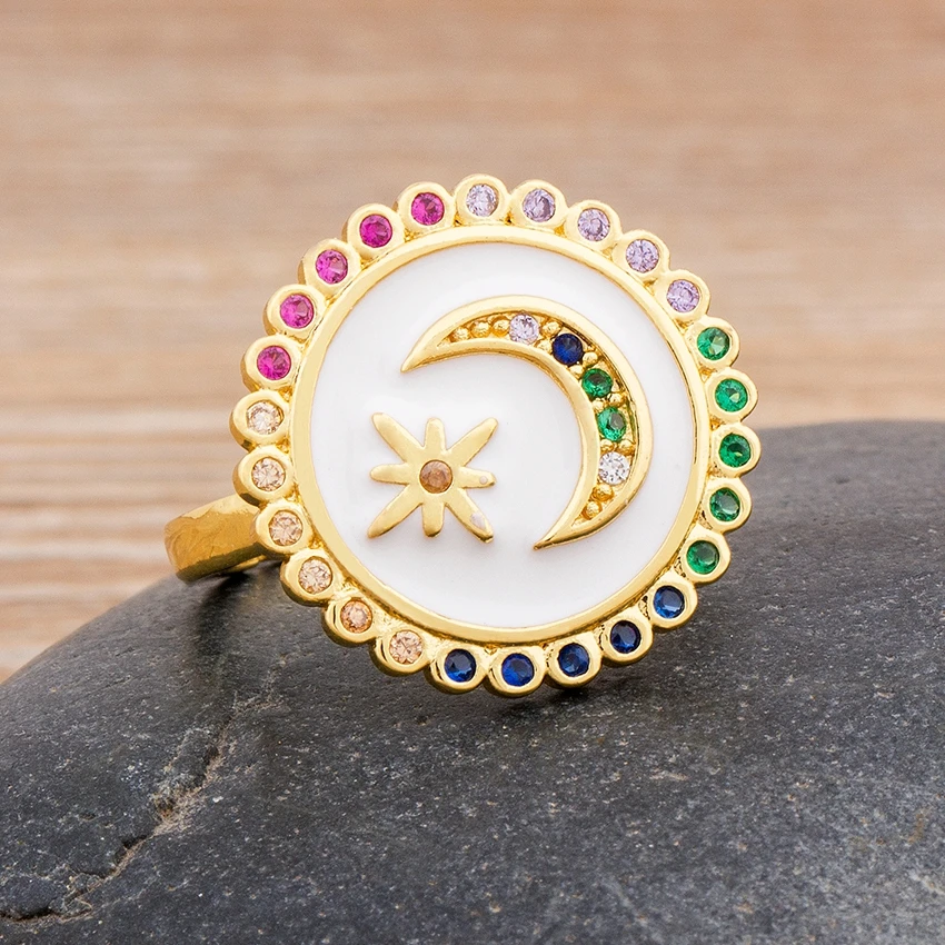 Black Red Ring Women | Ring Black Moon Women | Red Black Zircon Ring ...