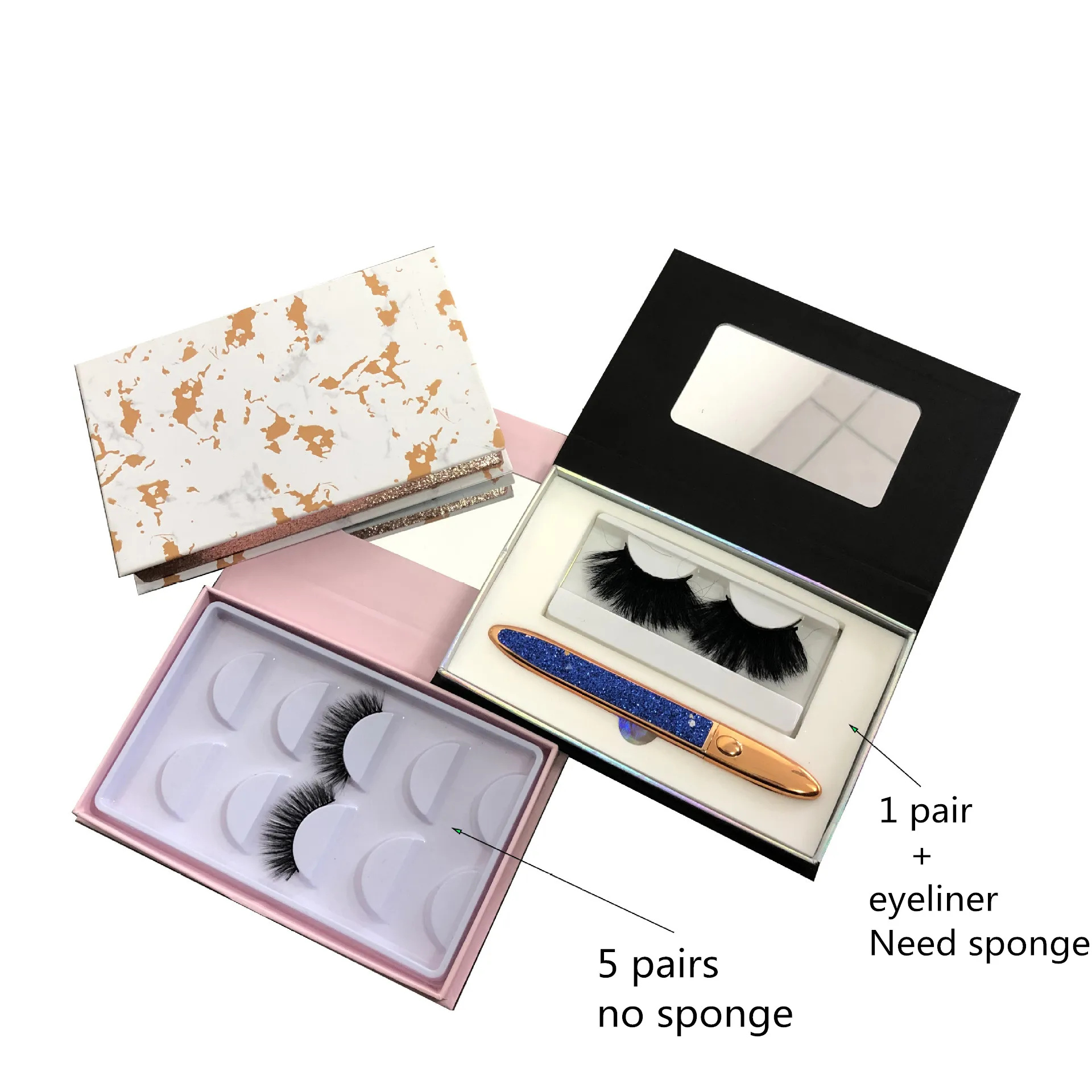 New wholesale 5pair 25mm false eyelashes packaging box fake 3d mink ...
