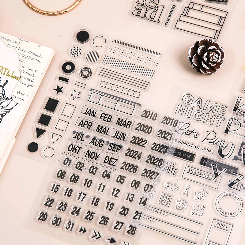 1pc Retro Letters Date Weekly Plan Transparent Stamp Flowers Diy Diary ...