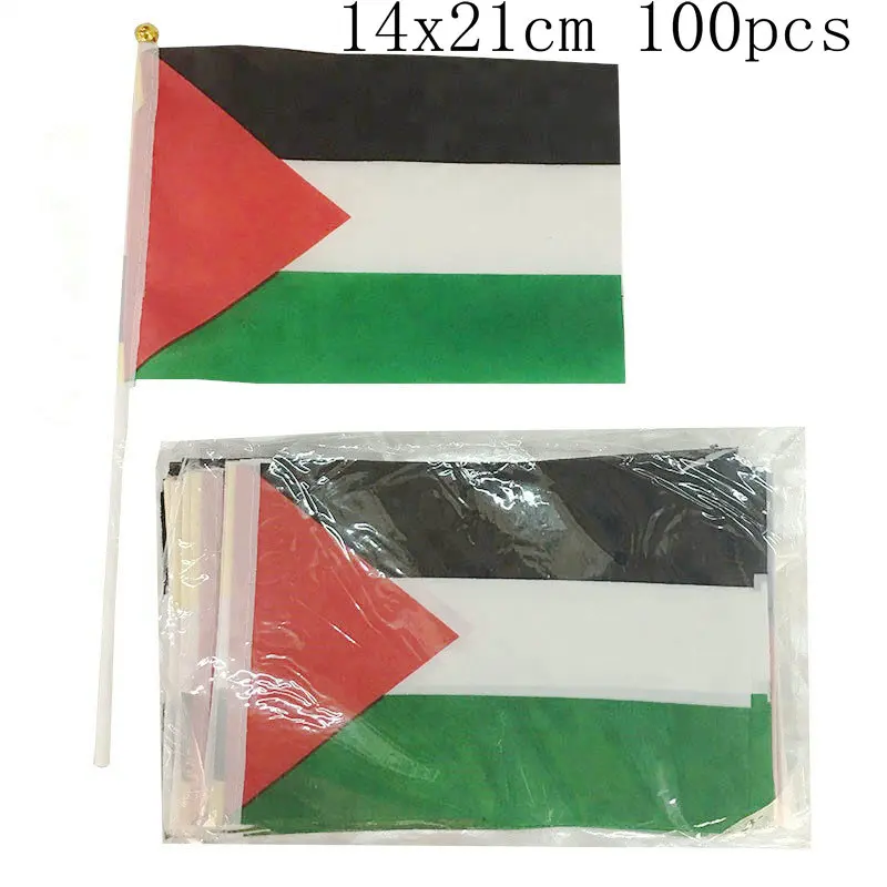 zwjflagshow Palestine Hand Flag 14*21cm 100pcs polyester Palestine ...
