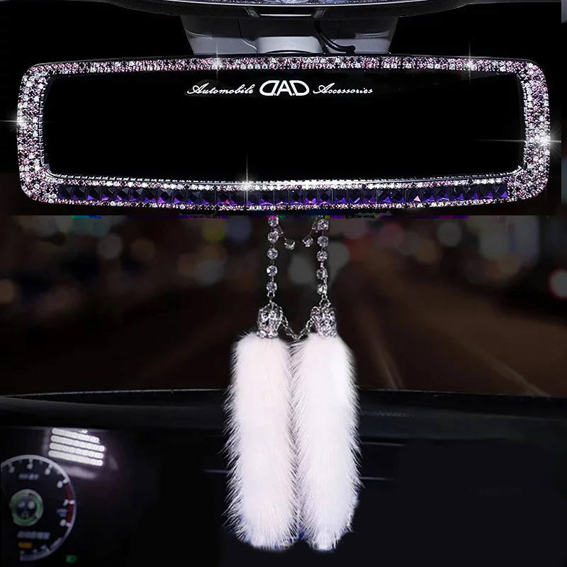 Diamond Car Rear view Mirror Rhinestones Crystal Auto Interior Rear ...