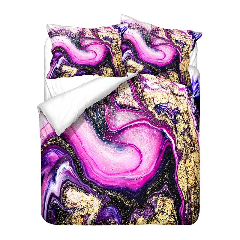 Parure de lit marbre violet, rose, noir et or - Ma Parure