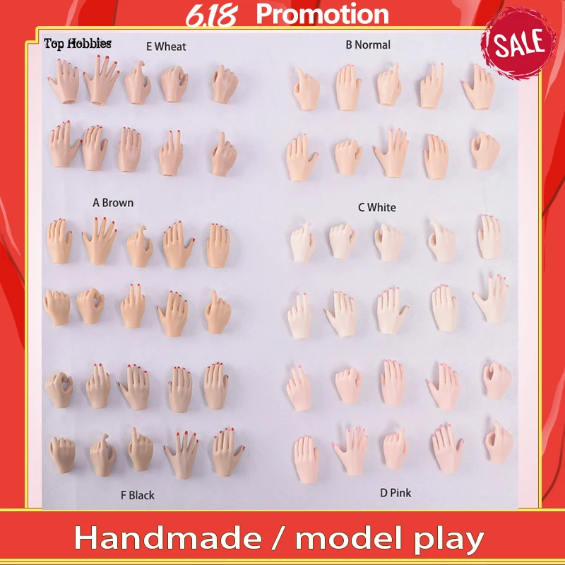 6Colors 5 pairs/Set hands model 1/6 scale female soldier inclusion body ...