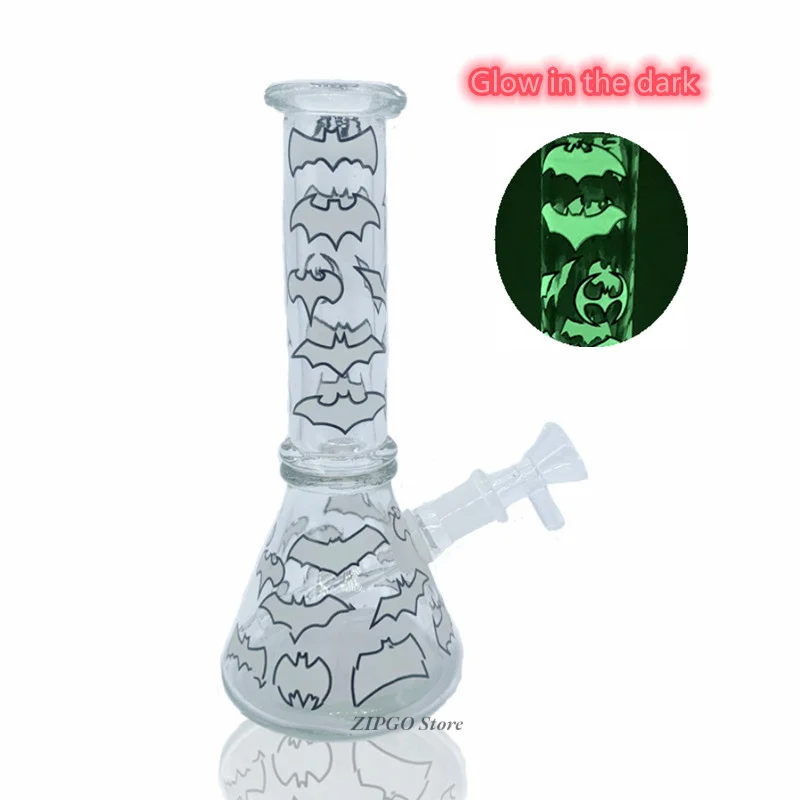 High quality 10 Inch Luminous Vase Bat Glass Beaker Flask Smoking Pipe ...