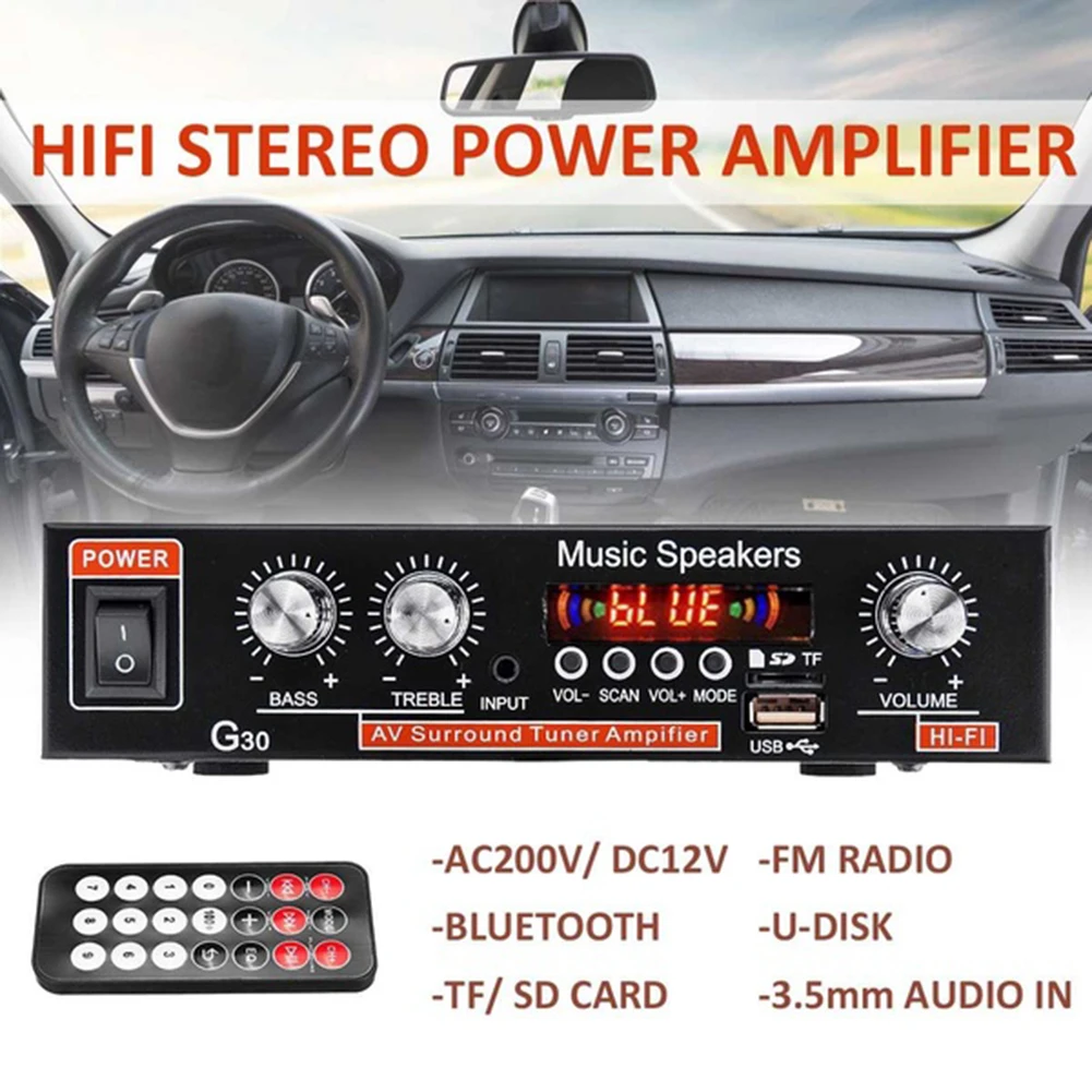 HiFi Amplifier bluetooth Home Theater 220V Stereo Power Amplificador ...