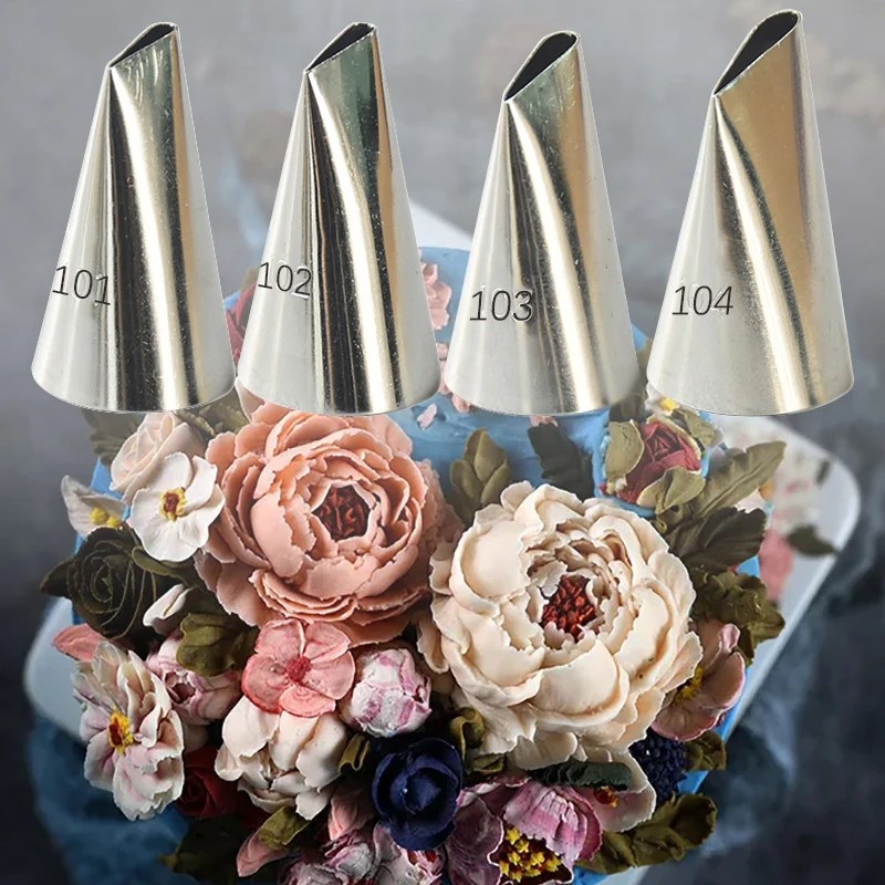 #101#102#103#104 Rose Petal Icing Piping Nozzles For Decorating Cakes ...