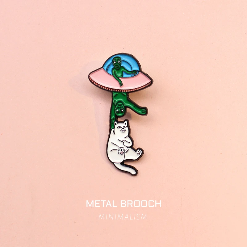 Metal Pin Cat Alien | Cat Metal Brooches | Cosmic Metal Pins | Enamel Lapel Pins - Enamel ...