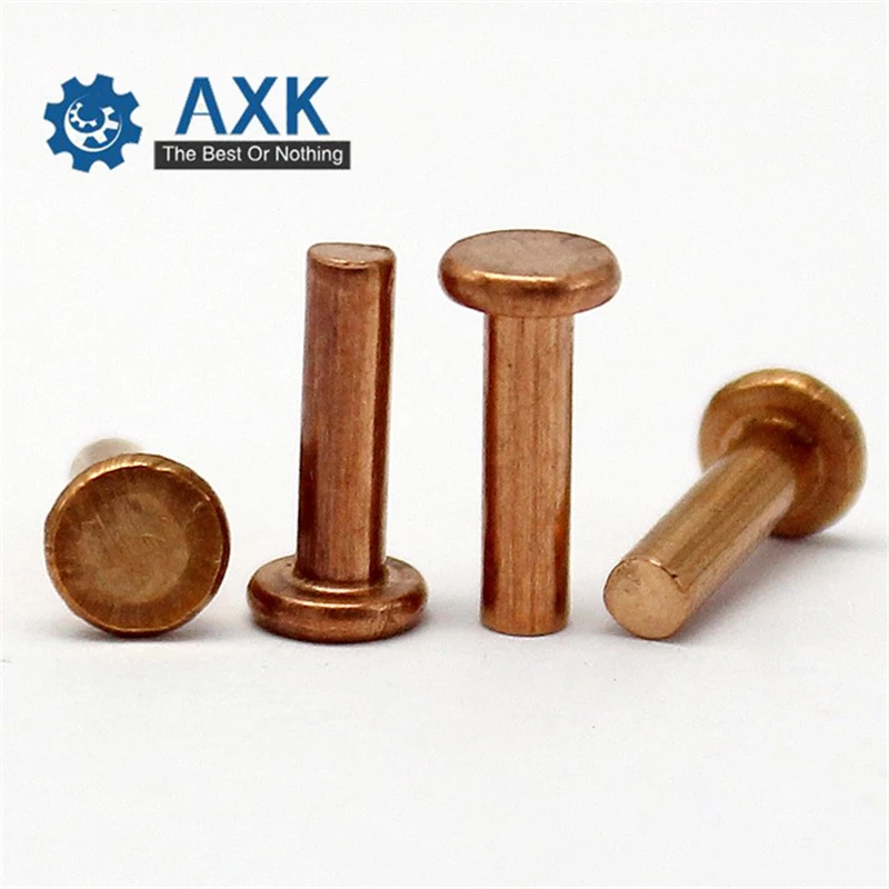 200Pcs-Brass-Solid-Rivets-GB109-M1-5-L-Flat-Head-Copper-Rivets-Solid ...