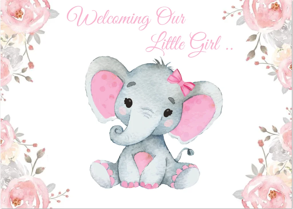 Girl Elephant Baby Shower Clip Art